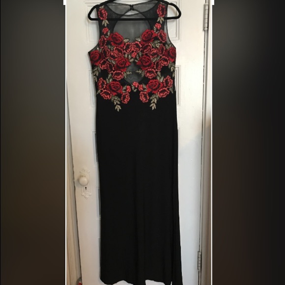 Cachet | Dresses | Beautiful Prom Dress Rose Top Black Bottom Size 2 ...